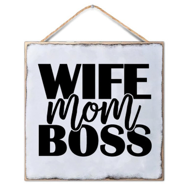 Rustic Style Wood Sign Phrase Wife Mom Boss Wooden Plaque for Porch ...