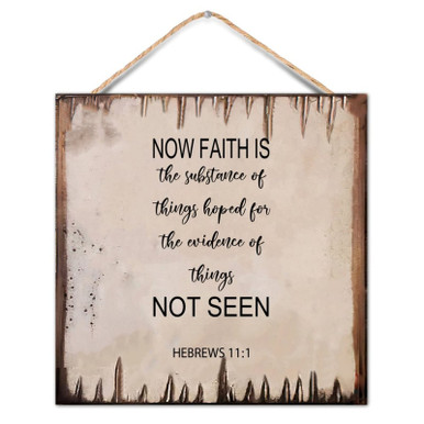 Country Rustic Style Wood Sign Bible Verse Now Faith is Wall Hanging ...