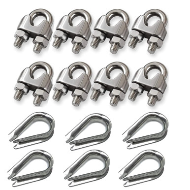 hannger 8 Pcs 1/2" M12 Wire Rope Cable Clip Clamps 6 Pcs M12 Wire Rope ...