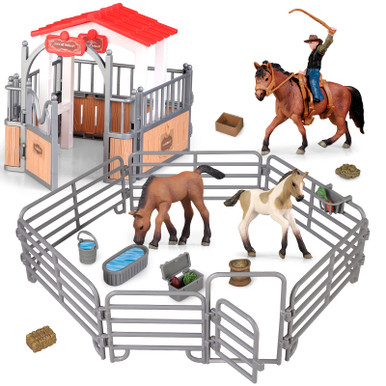Horse Stable Playset Toys with Horse Toy Figures for Boys and Girls ...