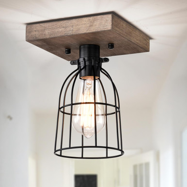 COTTAGE LIFE Farmhouse Light Fixtures Ceiling Flush Mount Black Metal ...