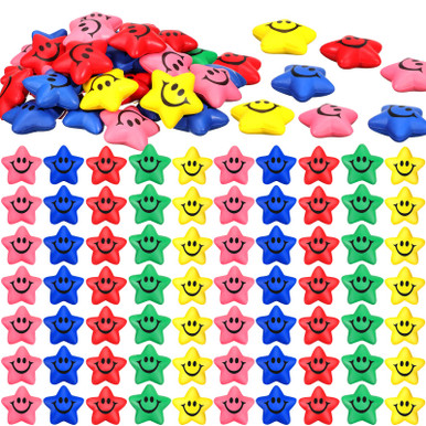 100 Pcs Star Smile Face Stress Balls Star Mini Foam Smile Ball Star ...