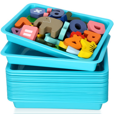Maitys 24 Pcs Art Plastic Tray Activity Stackable Shallow Tray Craft ...