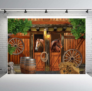 PHMOJEN Stable Backdrop Vinyl 7x5ft Horses Photo Backdrop Vintage ...