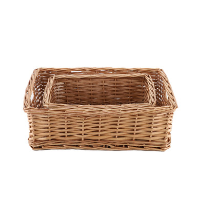 YAHUAN Rectangular Wicker Storage Basket Woven Rattan Basket with ...