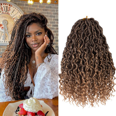 Beverlee 14 Inch, 8 Pcak Boho Faux Locs Boho Goddess Locs Pre Looped ...