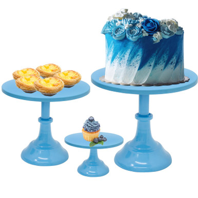 3 Pcs Blue Cake Stand Set,Round Cake Stand,Cake Display Stand,Metal ...