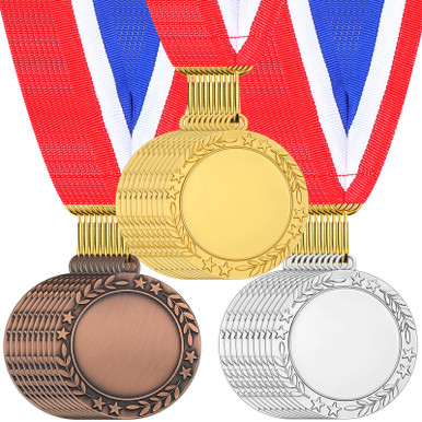 Junkin 24 Pcs Blank Award Medals with Neck Ribbons Make Your Own Medals ...