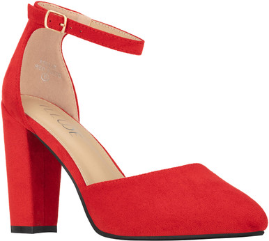 ILLUDE Women's High Block Heels Pumps Pointed Closed Toe Ankle Strap ...