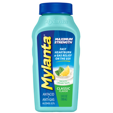 Mylanta Maximum Strength Liquid Antacid + Anti-Gas, Classic Flavor, 3 ...