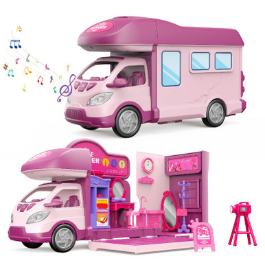 SUWNXG Dollhouse,Doll House Playset DIY Pretend Portable Caravan Camper ...