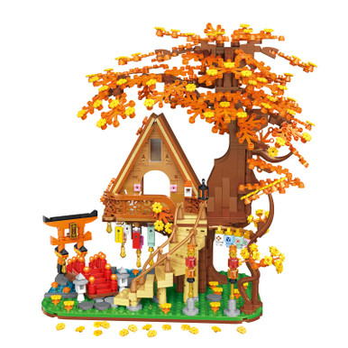 ZONECYTD A Frame Cabin Building Block Sets Cherry Blossom Tree House ...