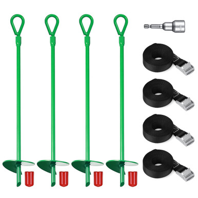 18inch Earth Ground Anchors,4 Pack Heavy Duty Swing Set Anchors, Spiral ...