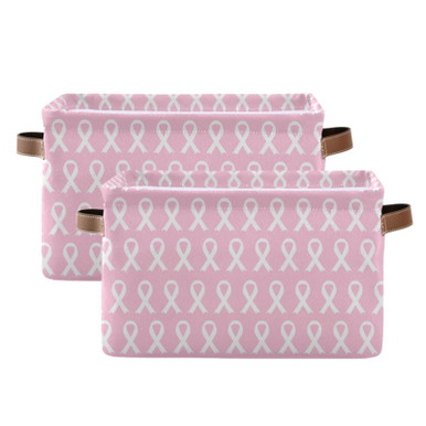 Emelivor Breast Cancer Awareness Pink Ribbon Storage Basket Bins ...