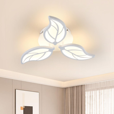 Goeco LED Ceiling Light Fixture, White 3-Leaves Creative Design Modern ...