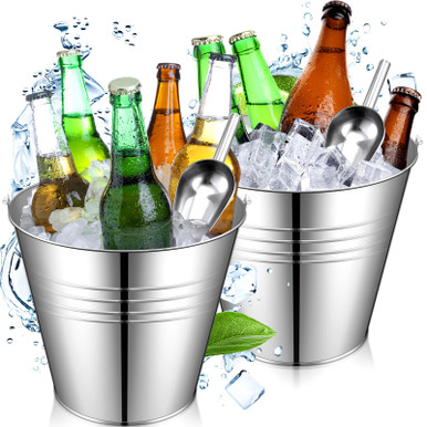Roshtia 2 Pieces Galvanized Ice Buckets for Parties 4 Gallon Galvanized ...