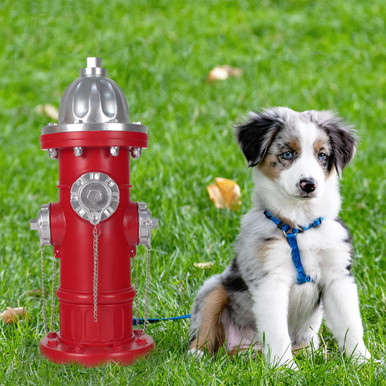 Dog Fire Hydrant Pee Post Statue with 4 Stakes, 14.5" Puppy Fire ...