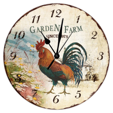 Swavecat Garden Farm Vintage Spring Rooster Art Clock Vintage Farmhouse ...
