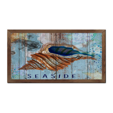 Nautical Beach Ocean Theme Underwater Sea Snail Framed Wooden Sign Wall ...