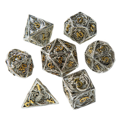 WeaponDice Hollow Metal DND Dice Set - Small Polyhedral-Sided Cubes, D4 ...