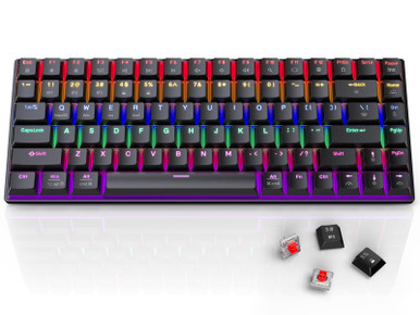 SABLUTE Mechanical Gaming Keyboard, Low Profile Red Switch, Bluetooth/2 ...