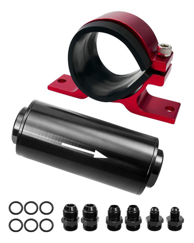 QNHEAY 10 Micron Inline Fuel Filter with 50mm Mounting Bracket Kit with ...