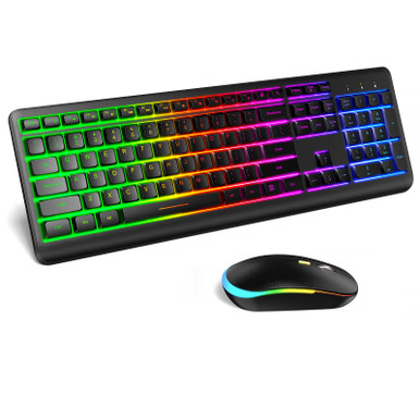 Wireless Keyboard and Mouse Backlit - Rechargeable Keyboard Mice Combo ...