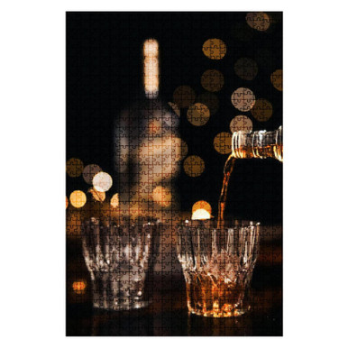 1000 Pieces Wooden Jigsaw Puzzle Close up View Alcohol Drink Pouring ...