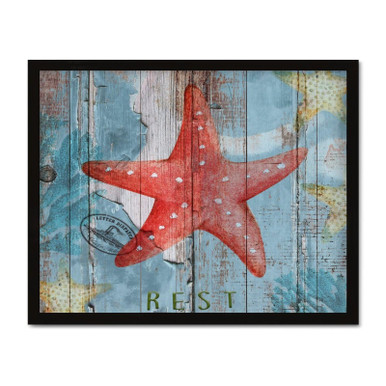 Nautical Beach Ocean Theme Underwater Starfish Framed Wood Sign Plaque ...