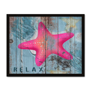 Nautical Beach Ocean Theme Underwater Starfish Wood Framed Printed Sign ...