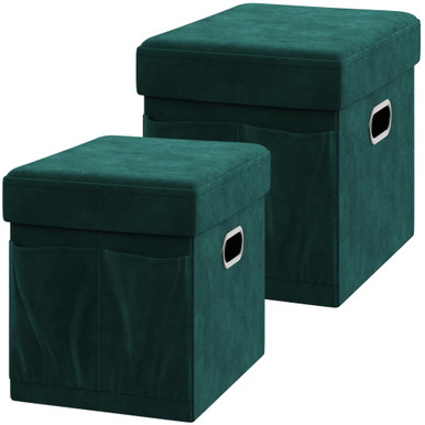 YITAHOME Velvet Storage Cube Ottomans, Folding Multipurpose Organizer ...