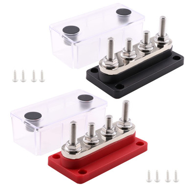 Gloaso 12V- 48V DC 300 Amp Bus Bars Copper Made Heavy-Duty Module Design 4 x 5/16" Studs ...