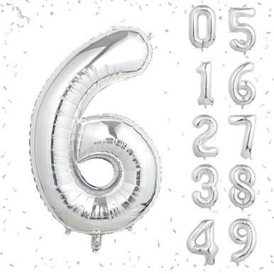40 Inch Silver Number Balloons, Helium Mylar Foil Number Balloons for ...