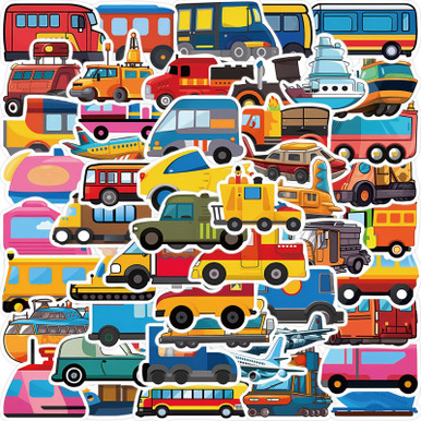 Transportation Stickers 50pcs Cute Aesthetic Cartoon Truck Stickers for ...