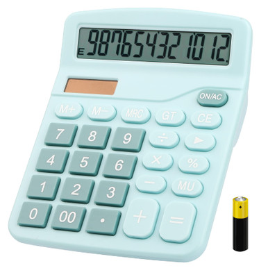 Desk Calculator, Envysun Compact 12-Digit Solar Battery Office ...