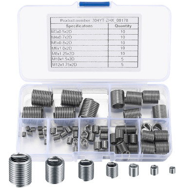 60 Pcs Wire Screw Sleeve Thread Repair Kit, Metric M3 M4 M5 M6 M8 M10 ...