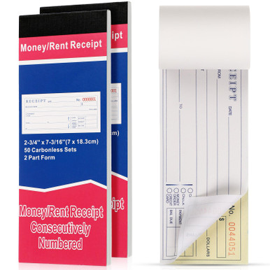 Crtiin 2 Pads Money and Rent Receipt Book 2.75 x 7.2 Inch Bound Cover 2 ...