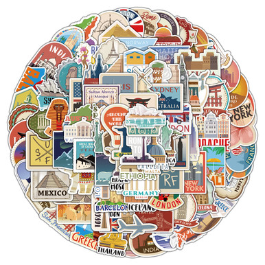 100pcs Travel Stickers City Landscape Stickers World Famous Country ...