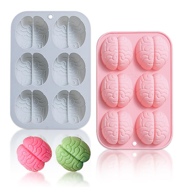 ZORZA 2Pcs 3D Brain Chocolate Molds Realistic Silicone Brain Molds for ...