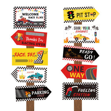 PRATYUS Race Car Party Signs Let's go Racing Directional Signs Racing ...