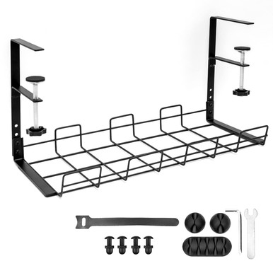 Cable Management Tray Under Desk,Upgraded Long Arm Clamp to Fit ...