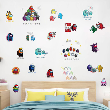 Among Wall Stickers 21Pcs/Sheet for Bedroom Wall Decals,Wall Decor for ...