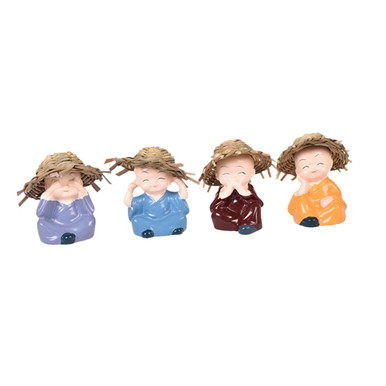 BESTOYARD 4pcs Four Little Monks Little Monk Statue Maitreya Smile Desk ...