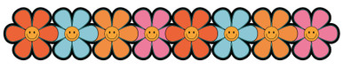 Whaline 32.8Ft Groovy Smile Daisy Flower Bulletin Board Borders Retro ...