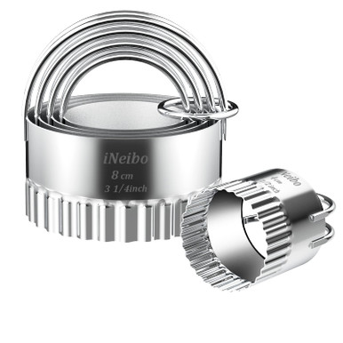 iNeibo Pastry/Cookie Cutter Set, Fluted Edge Biscuit Cutter, Round ...