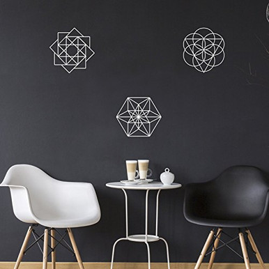 Set Of 3 Vinyl Wall Art Decal - Sacred Geometric Shapes - 13" To 15 ...