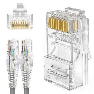 T-Mogur 100 Pack Cat 6 Connector, Cat6 RJ45 Modular Plugs, Cat6 Cable ...