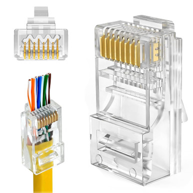 T-Mogur 100 Pack Cat 6 Connector, Cat6 RJ45 Modular Plugs, Cat6 Pass ...
