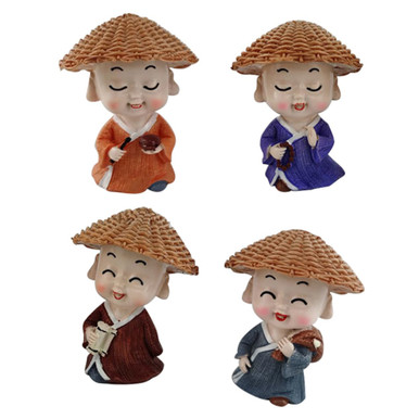 IMIKEYA 1 Set 4 Pcs Ornaments Little Monk Sculpture Resin Monk ...