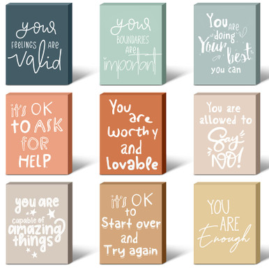 9 Pcs Mental Health Reminders Gifts Positive Affirmations Wall Decor ...
